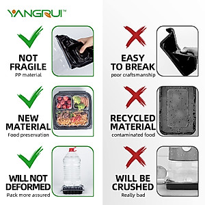 YANGRUI Clamshell Food Containers, Large Capacity 45 Pack 9.5 Inch 38 oz Anti-Fog Leak Proof Shrink Wrap 3 Compartment To Go Containers BPA Free Microwave Freezer Safe Plastic Meal Prep Container