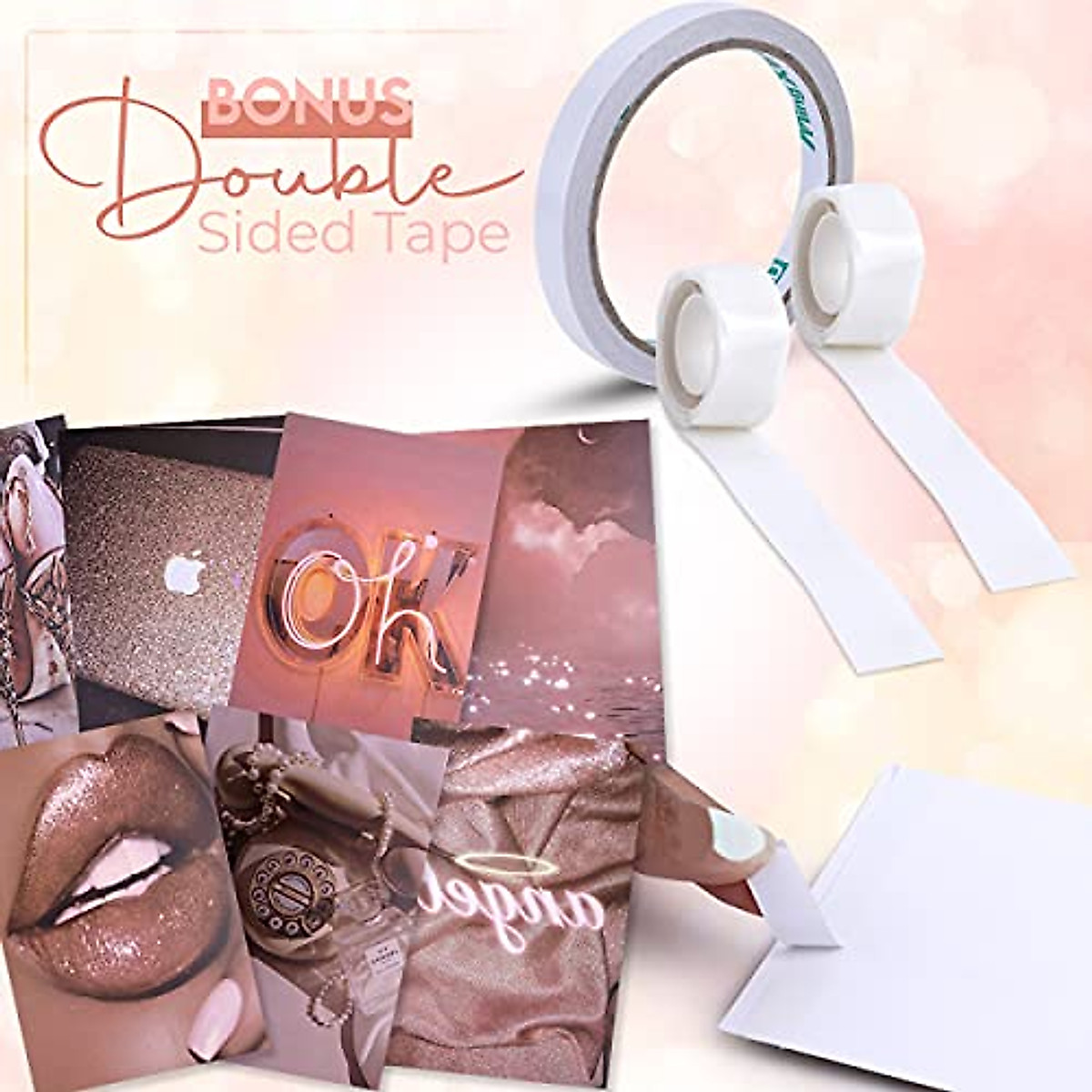 East Coast Mart Wall Collage Kit - 50 Pcs, 4x6 Inches, Photo Collage kit for Wall Aesthetic, Dorm Photo Display, Rose Gold Room Décor Aesthetic for Teen Girls