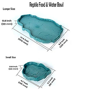 Reptile Food and Water Bowl Turtle Habitat Tortoise Feeder Large and Small Plastic Plates for A Set for Lizard Chameleon Iguana Snake Gecko 2 PCS