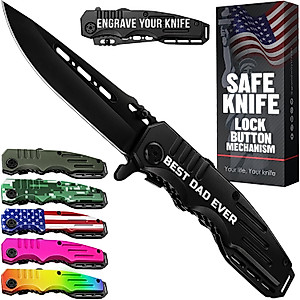 Gifts for Men - Stocking Stuffers for Adults - Mens Gifts Ideas - Cool Pocket Knife ‘BEST DAD EVER’ - Best Christmas Gifts for Dad Husband - Holiday Gift for Stepdad Father - 6681 BDE