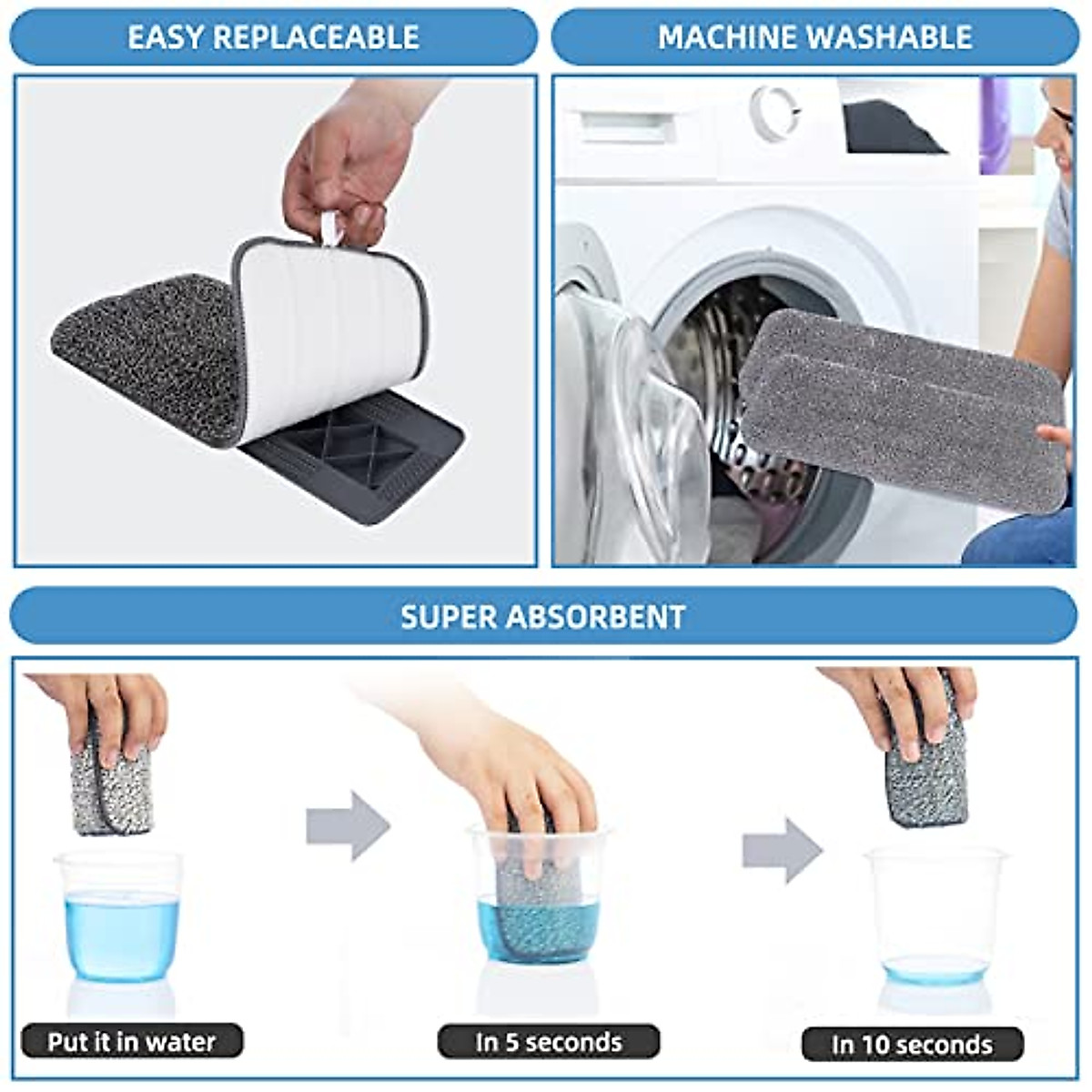Spray Mops for Floor Cleaning Microfiber Floor Mop with 3 Washable Pads 1 Holder 1 Scraper Wet Dry Floor Cleaner 360 Degree Spin Dust Mop Hardwood Floor Mop