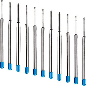 HeTaoCat Blue Ink Refill Pack of 5, Replaceable Ballpoint Pen Refills, Medium Point Metal Refil (Blue)