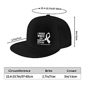 Rqwaaed I Wear White for Someone Special Lung Cancer Awareness Hats for Men and Women Flat Bill Baseball Cap Adult Adjustable Trucker