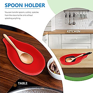 Cabilock 2pcs Spoon Rest Silicone Soup Ladle Silicone Holder Silicone Spatula Rest Utensil Holder Cooking Spoon Holder Chopsticks Rest Chopstick Rest