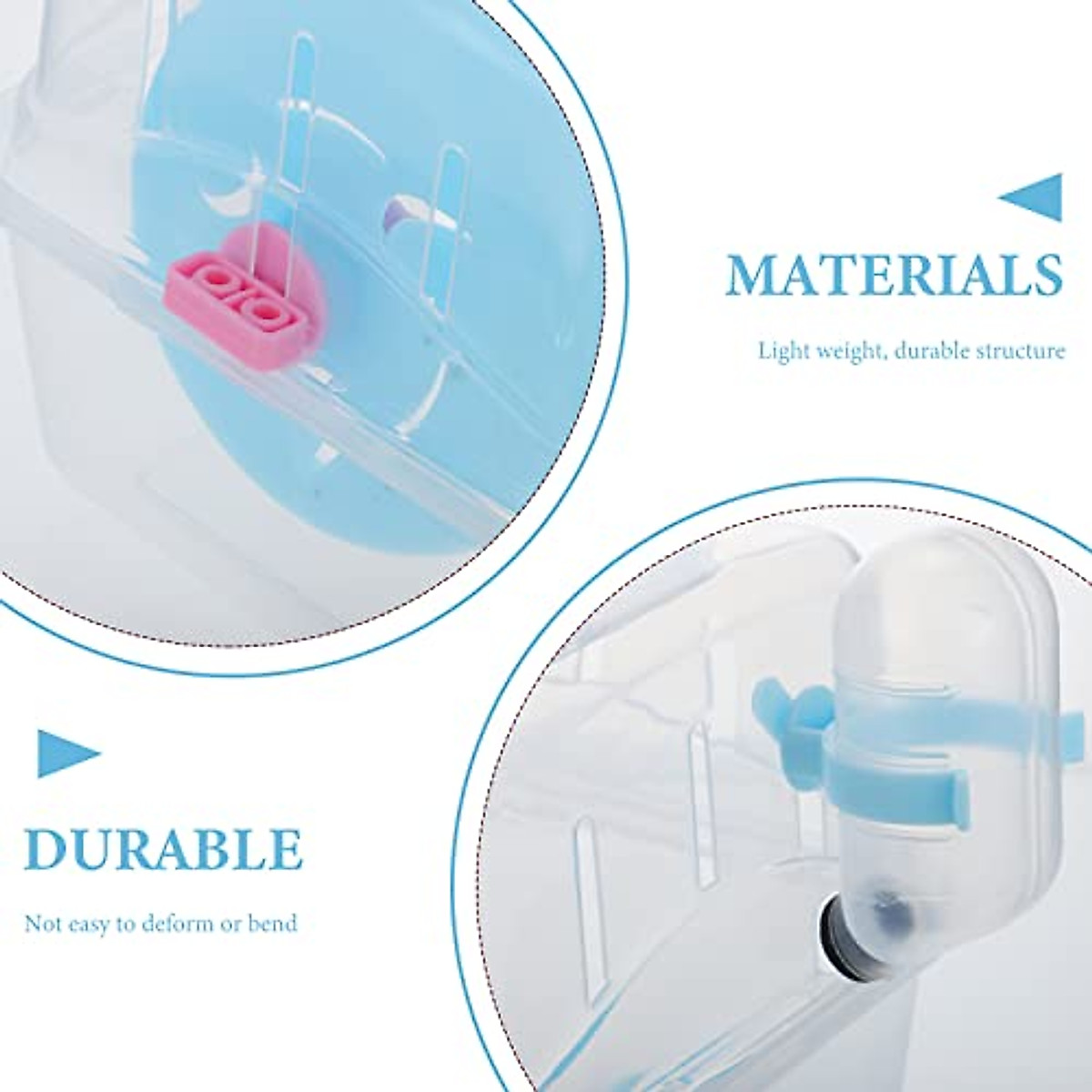 POPETPOP Transparent Hamster Cage Small Animal Habitat Clear Portable Hamster Carrier Cage Plastic House with Exercise Wheel Litter Box for Gerbils Bear Mice Rat Guinea Pig Blue