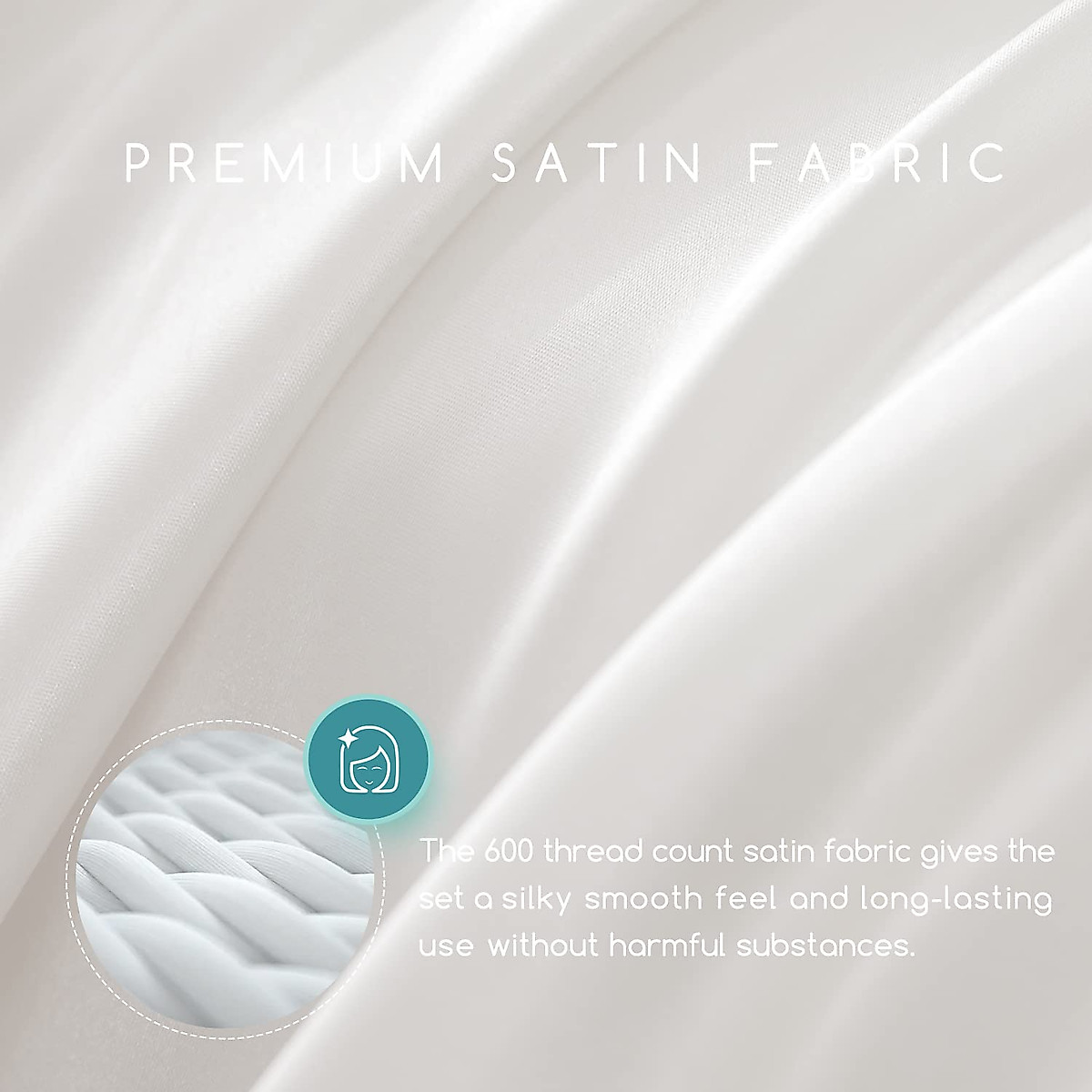 MR&HM Satin Bed Sheets, Full Size Sheets Set, 4 Pcs Silky Bedding Set with 15 Inches Deep Pocket for Mattress (Full, Ivory)