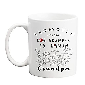 Qsavet New Baby Reveal Gift for Grandpa, Pregnancy Announcement Gifts for Great Grandpa, New Grandpa Gift Mug, Grandpa To Be Gifts, 11oz Coffee Mug Gifts for Grandpa from Daughter, Son (dog grandpa)
