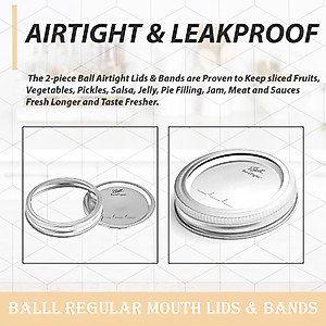 48Pcs Premium Canning Lids with Rings Regular Mouth - (24 Lids + 24 Bands for Regular Mouth Mason Jar) - Ball Regular Mouth Lids with Bands For Canning, Fermenting, Pickling, Freezing and Storage