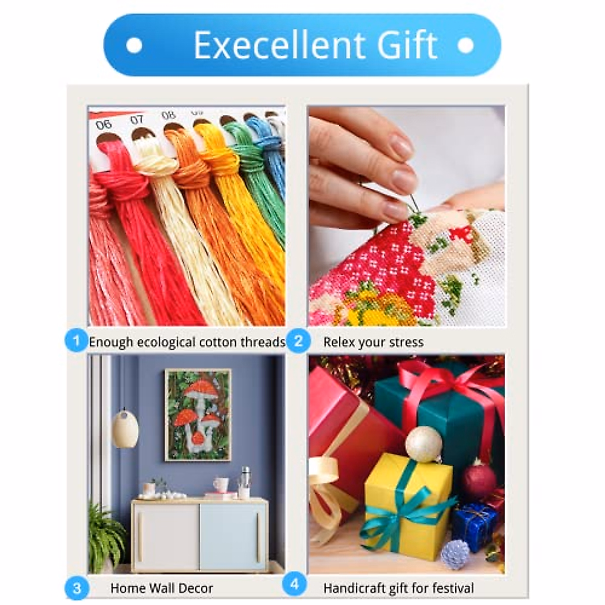 KARMOGSO Stamped Cross Stitch Kits for Adults Beginners,Gnome Welcome Counted Cross Stitch Kit,Full Range of Needlepoint Stamped Kits Needlecrafts Arts and Crafts Embroidery for Home Decor,12"x16"