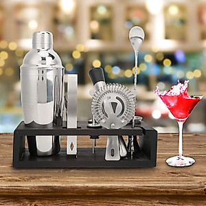 10Pcs/Set Cocktail Shaker Set Household Stainless Steel Cocktail Shakers Set Tools Kit Drink Shaker Bartender Kit Bar Accessories