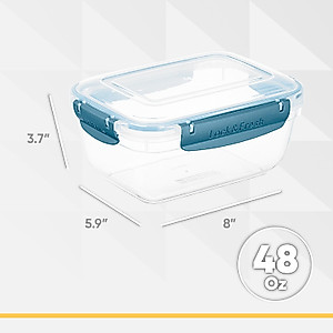 Superio Plastic Food Storage Container with Airtight Lid- 48 Oz, BPA Free, Leakproof, Stackable, Microwave, Dishwasher and Freezer Safe, Blue