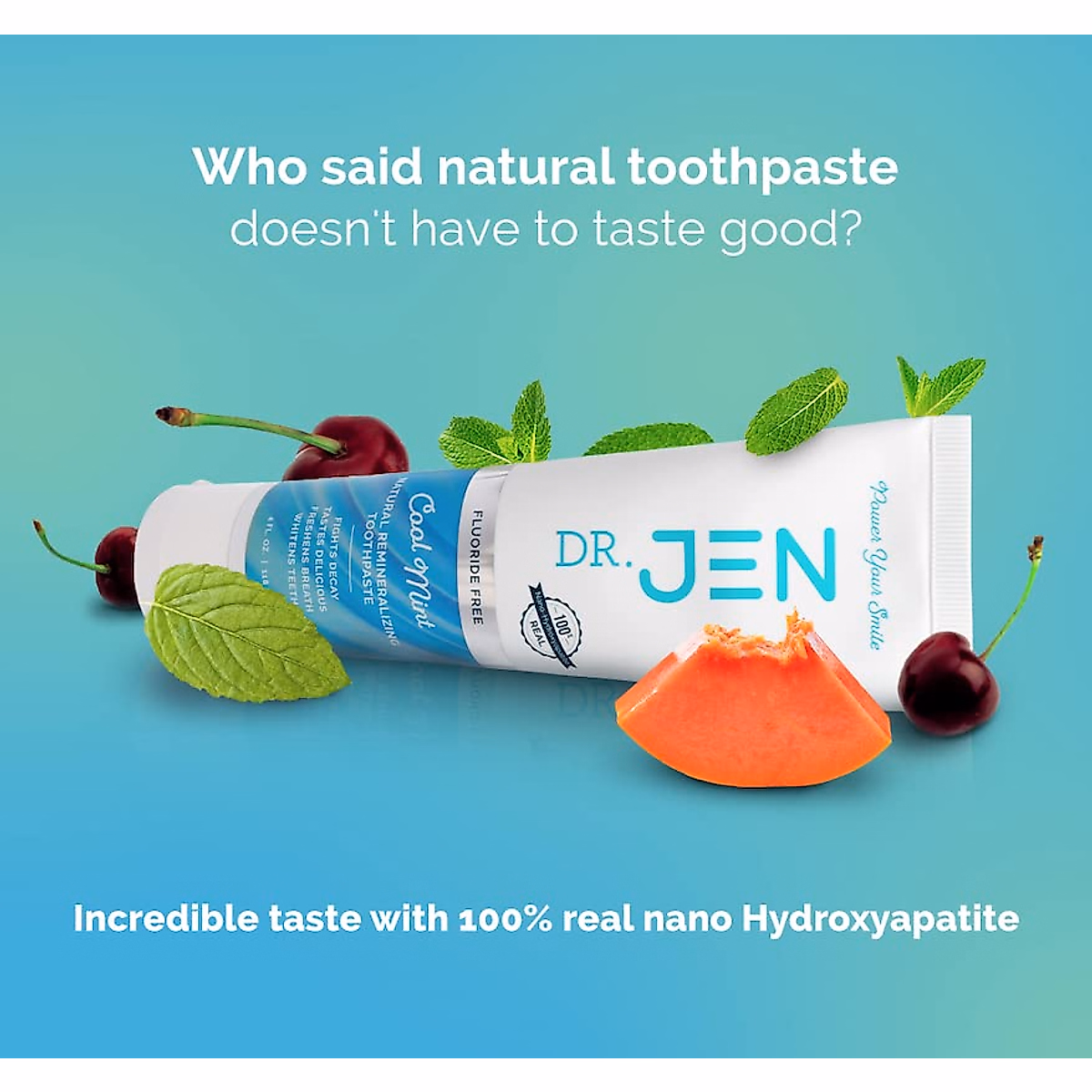 Dr Jen Fluoride Free Natural Remineralizing Toothpaste with 10% Nano Hydroxyapatite, Developed by a Real Dentist, Safe to Swallow, Clinically Proven, Strengthen Enamel (4 oz)