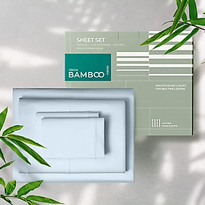 THREAD SPREAD 100% Viscose Derived from Bamboo Sheets Full - 4 Piece Bamboo Viscose Sheets for Full Size Bed, Silky Soft, Organic Cooling Sheet Set, Fits Upto 18" Mattress - Aqua Blue Luxury Sheet