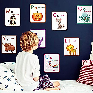 26 Pieces Alphabet Bulletin Board Set Animals Alphabet Cards Classroom Alphabet Decor Standard Manuscript Alphabet Cards,Early Learning Bedroom Nursery Playroom Decorations for Children Kids Teens