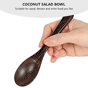 Hemoton coconut bowl with spoons，smoothie bowls Fruit Salad Bowl Buddha Bowl Kitchen Utensils (Natural)