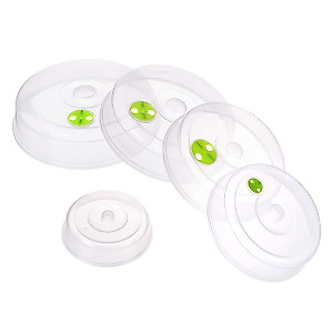 Set of 5 Microwave Plate Covers with Adjustable Steam Vents; Microwave Splatter Covers - Mixed Sizes for Large & Small Food Plates Bowls