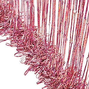 BRAVESHINE Rose Gold Glitter Tinsel Foil Fringe Curtains - 2Pcs 3.2x8.2ft Metallic Holiday Photo Booth Backdrop Party Supplies for Birthday Valentines Day Wedding Bridal Shower Bachelorette Engagement