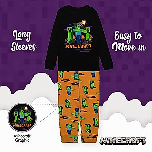 Minecraft Boys' Big 2-Piece Snug-fit Cotton Holiday Pajama Set, Soft & Cute for Kids, IM SSSCARED, 8