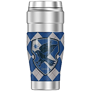 Harry Potter Ravenclaw Plaid Sigil, THERMOS STAINLESS KING Stainless Steel Travel Tumbler, Vacuum insulated & Double Wall, 16oz