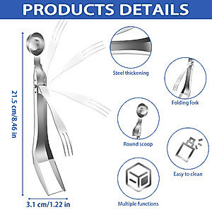 Tyqour 2pcs Stainless Steel Watermelon Fork Slicer 3-in-1double Head Portable Fruit Cutter Watermelon Cutter Tool, Fruit Fork Cut Watermelon for Family Parties Camping Kitchen Gadget