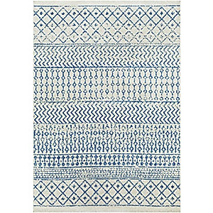 Artistic Weavers Chester Boho Moroccan Area Rug, 7'10" x 11', Cream/Royal Blue