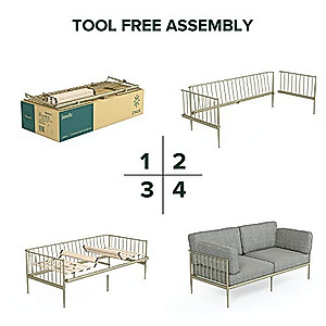 ZINUS Janelle Gold Metal Loveseat / Steel Framework with Upholstered Cushions / Easy Assembly