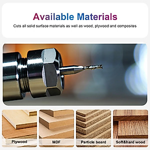 SpeTool Spiral Router Bits with DownCut 1/8 inch Cutting Diameter, 1/4 inch Shank CNC Bits Solid Carbide End Mill for Wood Cut, Carving