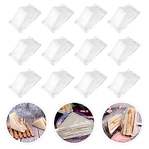 200pcs Plastic Cake Slice Container Clear Plastic Trays with Hinged Lid Sandwich Wedge Container Cheese cake Container Take Out Container Holders for Cake, Cheesecake, Tres Leches, Flan, Desserts