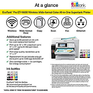 Epson EcoTank Pro ET-16650 Wireless Wide-Format Color All-in-One Supertank Printer with Scanner, Copier, Fax and Ethernet