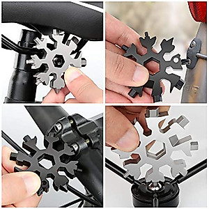 Snowflake Tool, Standard Stainless Steel Snowflake Tool,18-in-1 Snowflake Wrench Screwdriver with Storage Bag,Key Ring and Carabiner Clip,Gift Package (1, Black)