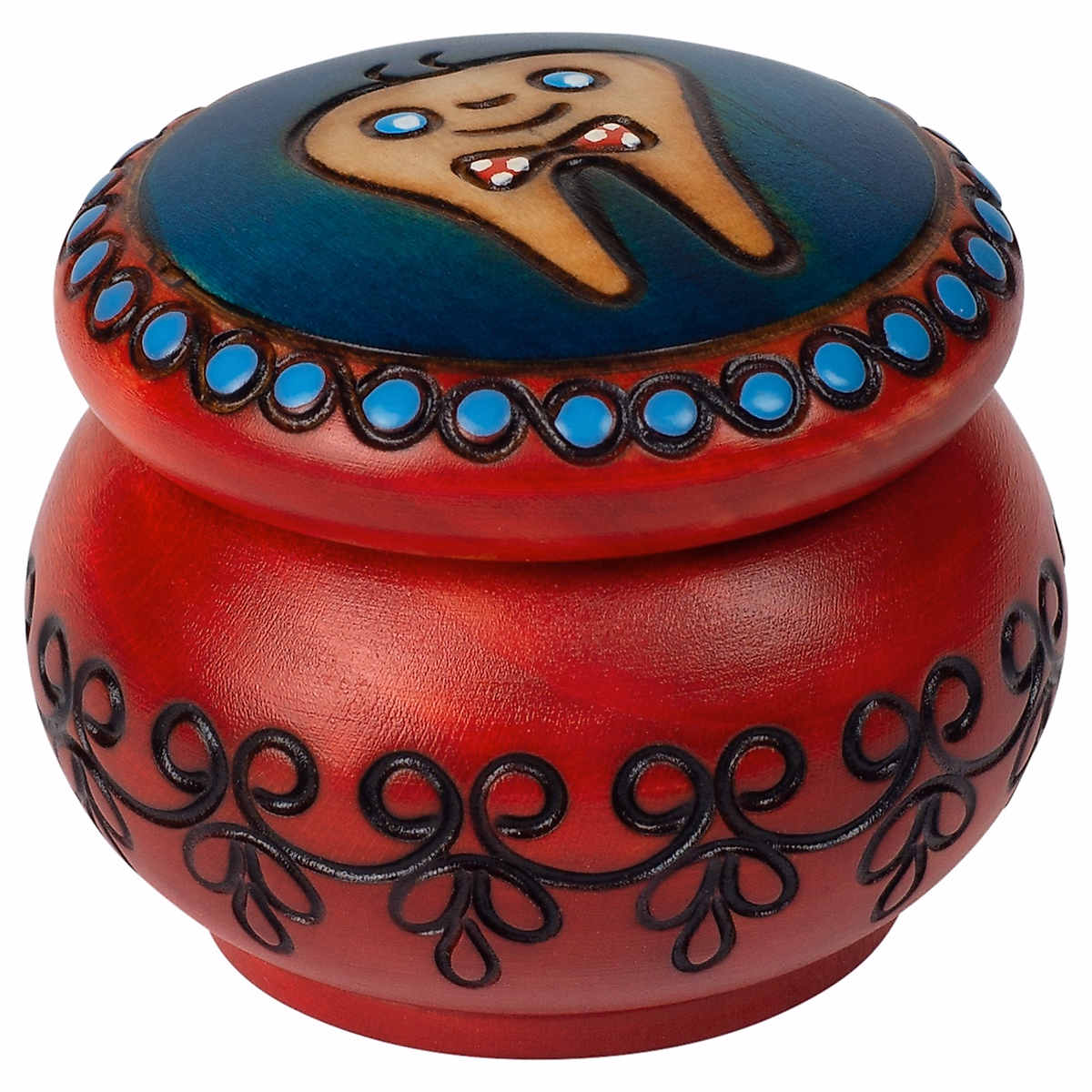 HlpiAMok Aeiniweraabbcc SPPRANDOM TOOTH FAIRY BOX Polish Handmade Wooden Round Boy's Tooth and Curl Box First Tooth Keepsake Box