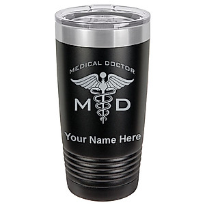 LaserGram 20oz Vacuum Insulated Tumbler Mug, MD Medical Doctor, Personalized Engraving Included (Black)