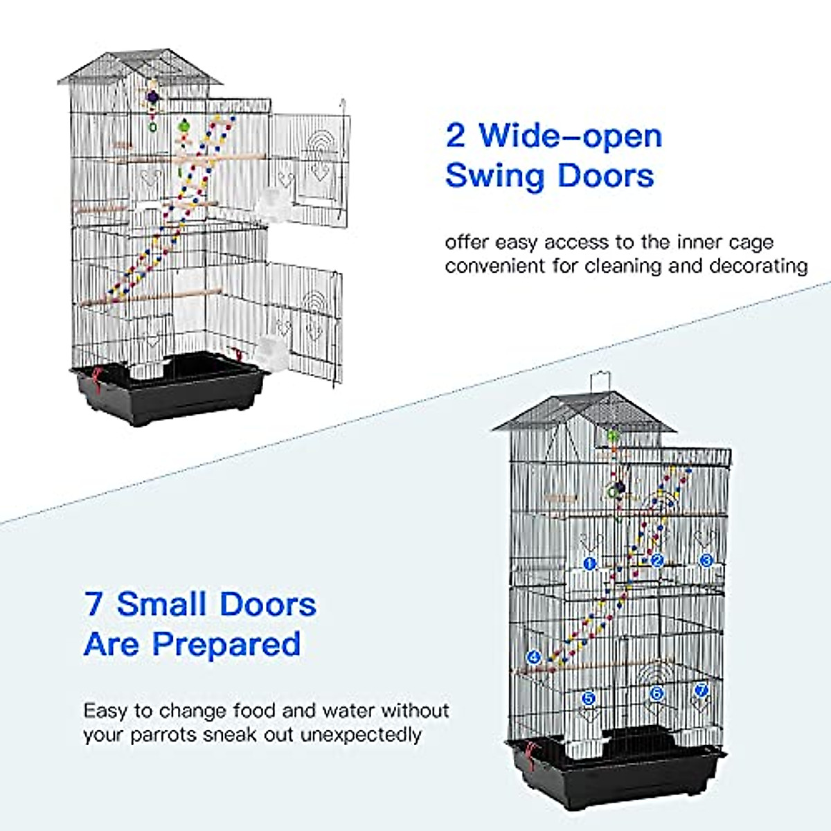 39-inch Roof Top Large Flight Parrot Bird Cage Accessories Medium Roof Top Large Flight cage Parakeet cage for Small Cockatiel Canary Parakeet Sun Parakeet Pet Toy