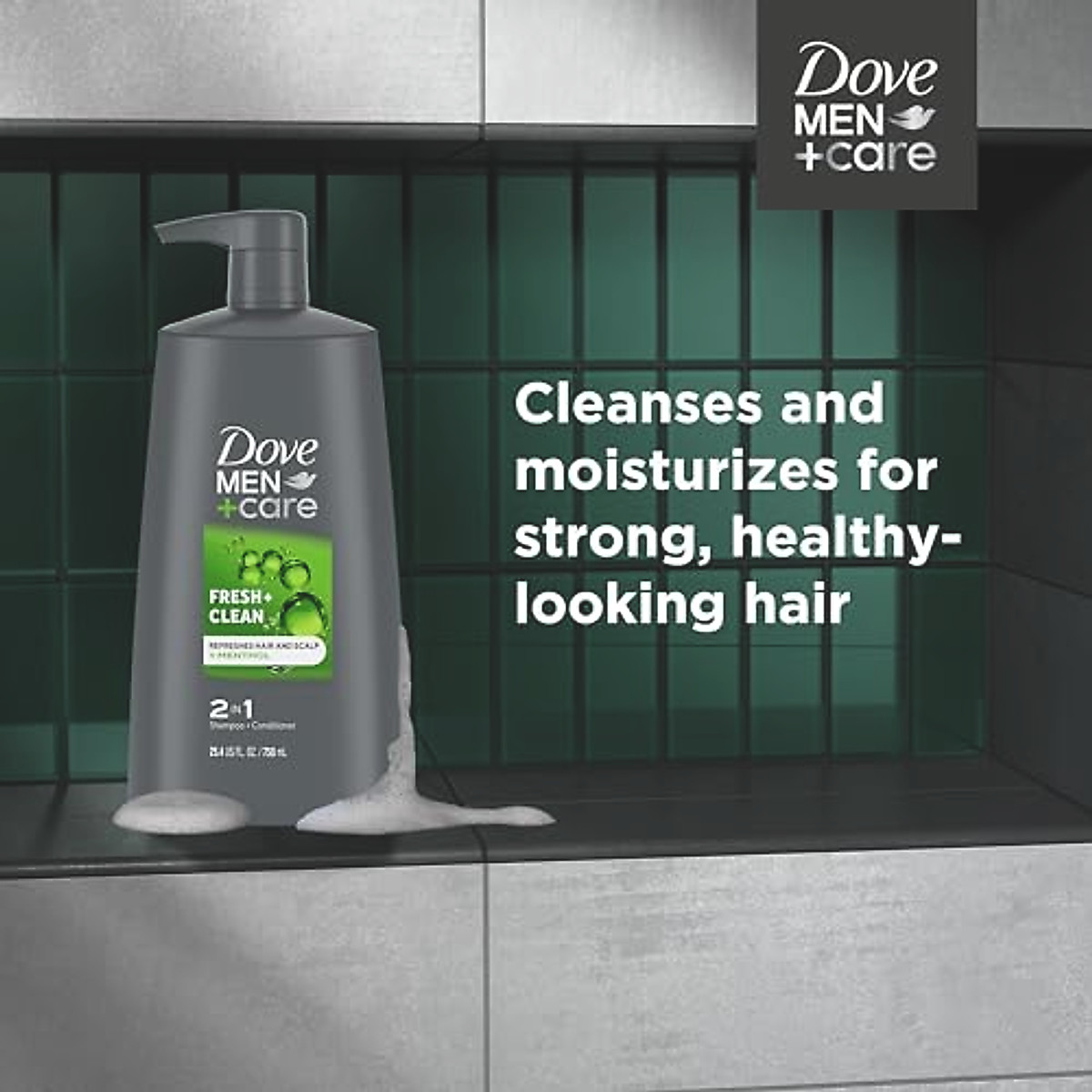 DOVE MEN + CARE 2-in-1 Shampoo and Conditioner Fresh and Clean 4 Count Nourishes and Invigorates Helps Strengthen Hair 25.4 oz