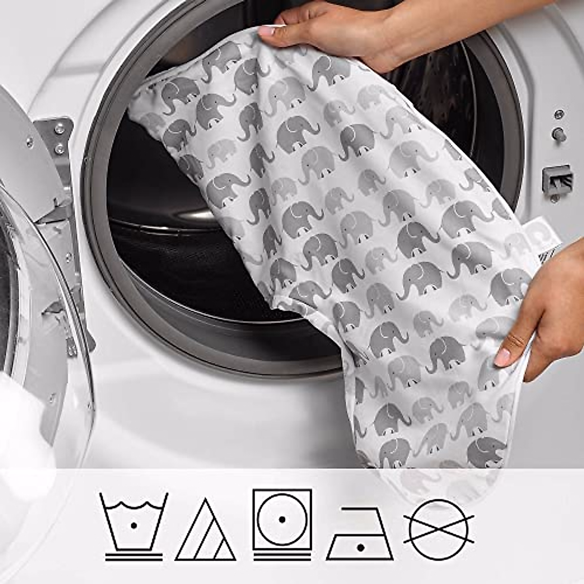 Boppy Premium Original Support Nursing Pillow Cover, Gray Elephants Plaid, Quick-dry, Coordinating Prints, Fits Boppy Original Nursing Supports for Breastfeeding and Bottle, One Cover Only