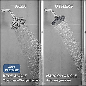 VKZK 10-Mode High Pressure Shower Head Fixed Showerhead, Anti-Clogging Silicone Nozzles-Premium Quality Luxury Design(Luxury Polished Chrome) - 1-Min Install Easy Clean Adjustable Angles