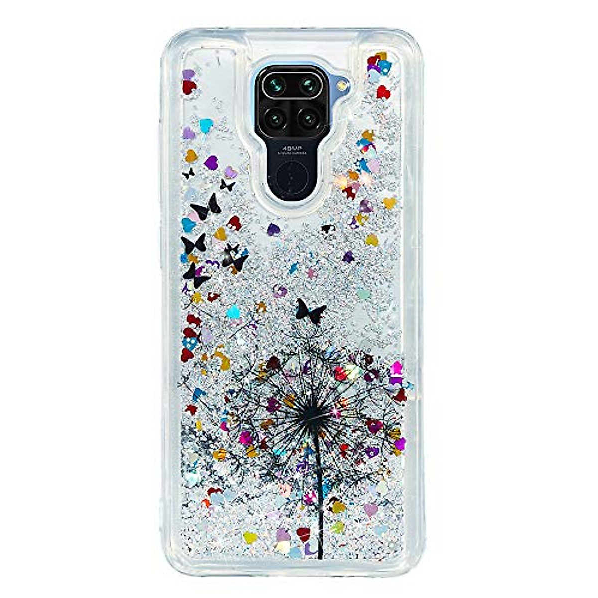 EMAXELER Compatible with Redmi Note 9 Case Cover 3D Creative Design Cartoon Pattern Anti-Fall Flowing Quicksand Bling Shiny Liquid TPU Soft Case for Redmi Note 9 TPU Dandelion XY.