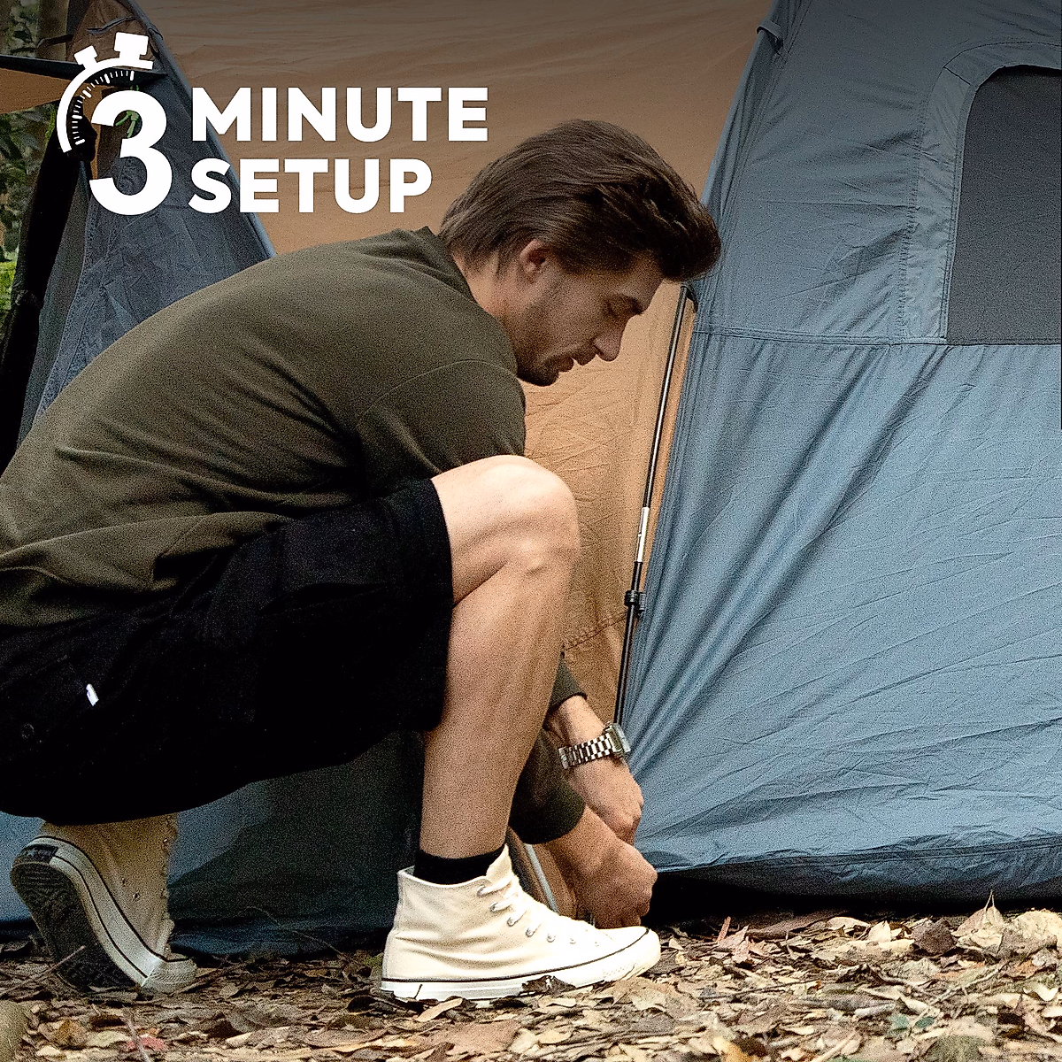 ICECO Camping Tents 4 People,4 Person Tents for Camping Waterproof Windproof Dome Tent,4 Season Tent with Screen Room,Easy Setup,with Removable Rain Fly