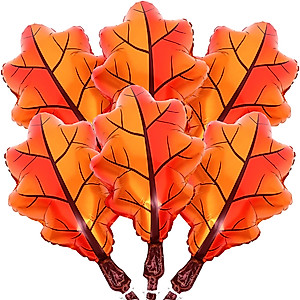 KatchOn, Large Fall Leaf Balloons - 27 Inch, Pack of 6 | Big Transparent Fall Balloons - 22 Inch, Pack of 6 | Fall Balloons for Thanksgiving Decorations | Thanksgiving Balloons for Fall Decorations