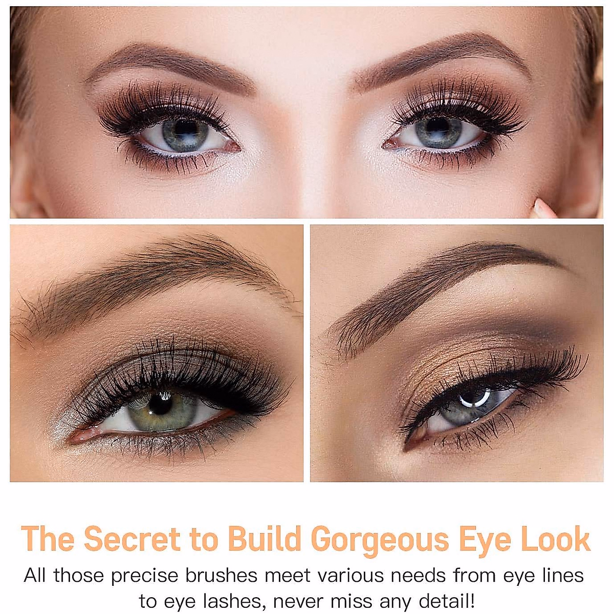 MSQ Eyeshadow Brushes 12pcs Eye Make Up Brush Set with Bag (PU Leather Pouch) Soft Synthetic Hairs for Eyeshadow, Eyebrow, Eyeliner, Blending, Best Gifts - Rose Gold