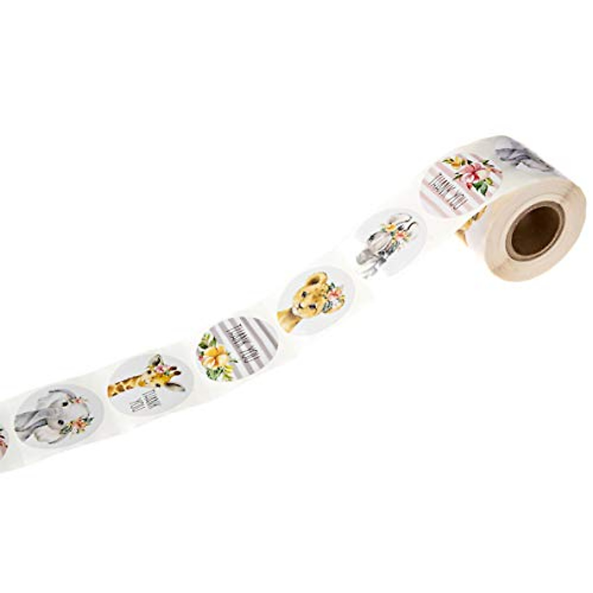 Boho Safari Animal Thank You Stickers / 6 Floral Jungle Animals Designs / 250 Wild Baby Shower Thank You Labels / 1.5" Baby Shower Sticker/Made in The USA