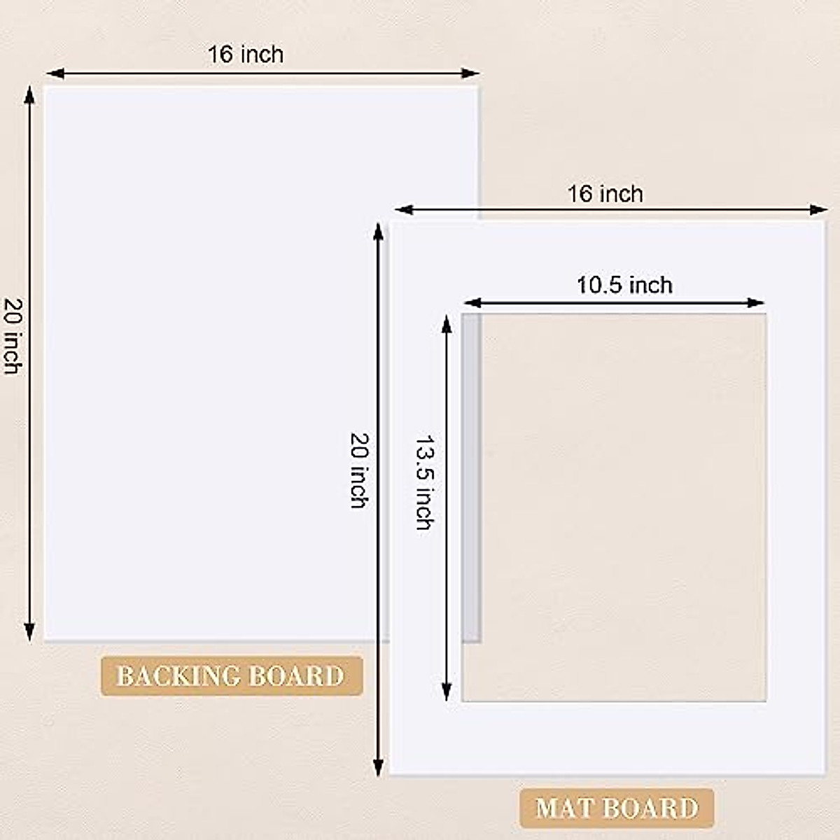 Thyle 20 Pieces 16 x 20 Inches White Picture Mats Show Kit for 11 x 14 Inches Photo White Picture Mats Board Core Bevel Cut Acid Free Mats with 20 Pieces Backing Board Art Mat