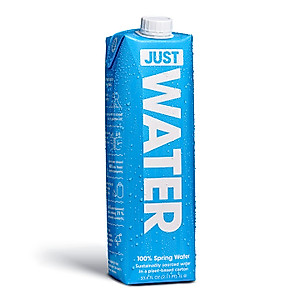 JUST Water - 100% Spring Water, Naturally Alkaline, 8.0 pH - Plant-Based, BPA Free, Sustainable and Fully Recyclable Boxed Water Bottle - Eco-Friendly - 1L / 33.8 Fl Oz (Pack of 6)