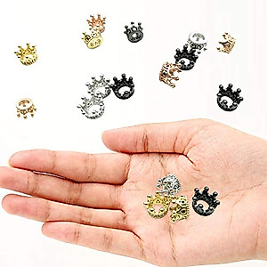 16 PCS Crown Beads, Crown Spacer Beads, Crown Pendant Inlaid with Zircon Loose Beads, for Bracelet Necklace Jewelry DIY Accessories