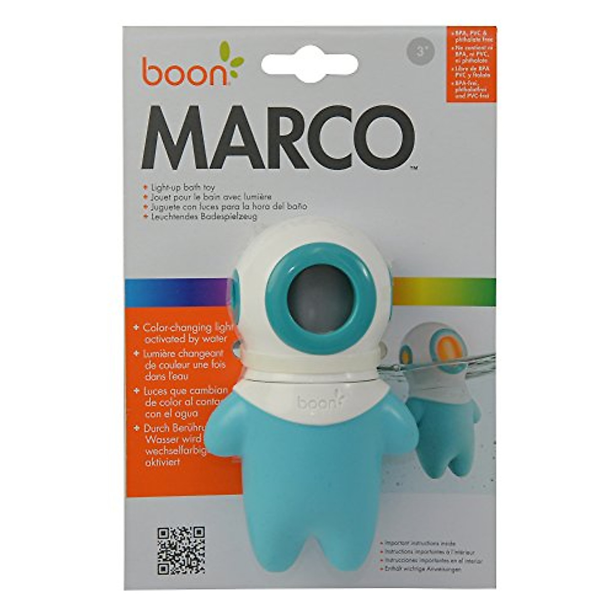 Boon MARCO Light-up Toddler Sensory Bath Tub Water Toy for Kids Aged 3 Years and Up, Blue