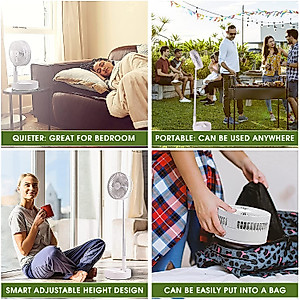 EZYDAYYI Rechargeable Battery Operated Fan for Bedroom, 7200 mAh 8 inch Foldable Oscillating Fan with Remote and Timer, 4 Speeds Portable Floor Standing Fan Small Table Desk Fan for Travel Camping