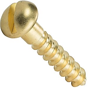 #6 x 1/2'' Brass Round Head Wood Screws Slotted Drive Qty 100