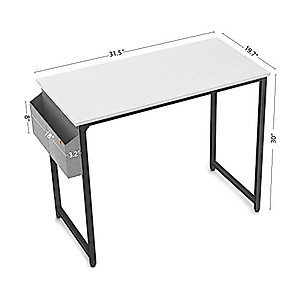 CubiCubi Computer Desk 32" Study Writing Table for Home Office, Modern Simple Style PC Desk, Black Metal Frame, White