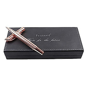Pemmeed Rollerball Liquid Ink Pens for Women Luxury Box Gel Black Ink Fancy Pen Refillable for Executive Office,Professional,Birthday Nice Pens G5(Rose Gold)