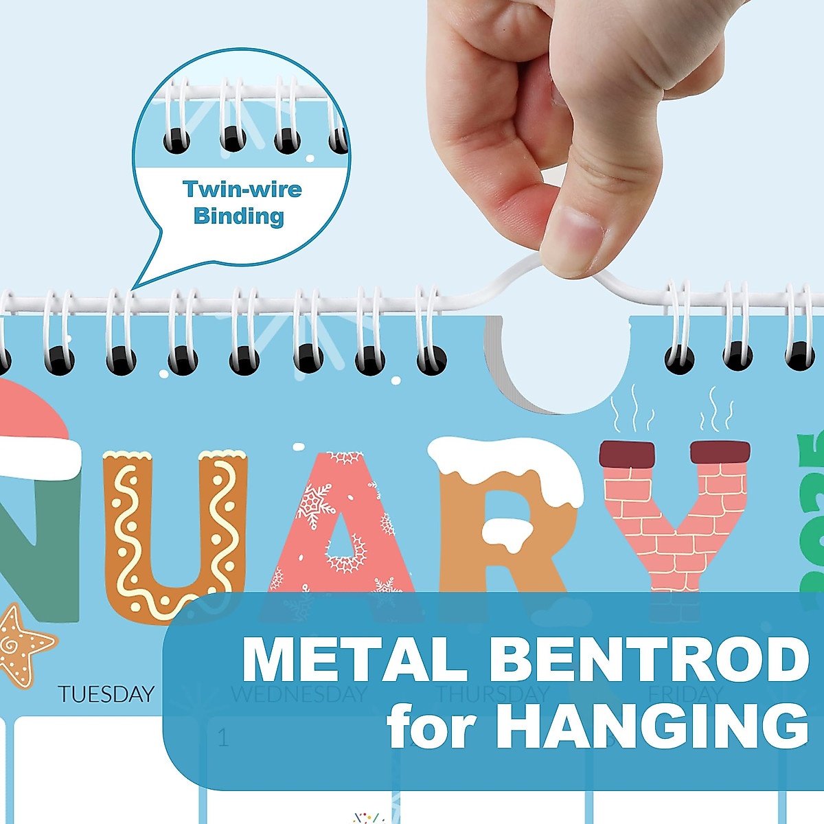 SUNEE Calendar 2024-2025- 18 Months Wall Calendar Oct. 2024 - Mar. 2026, 14.5"x11.5" Big Grid Hanging Calendar with Note for Organizing & Planning, Cute